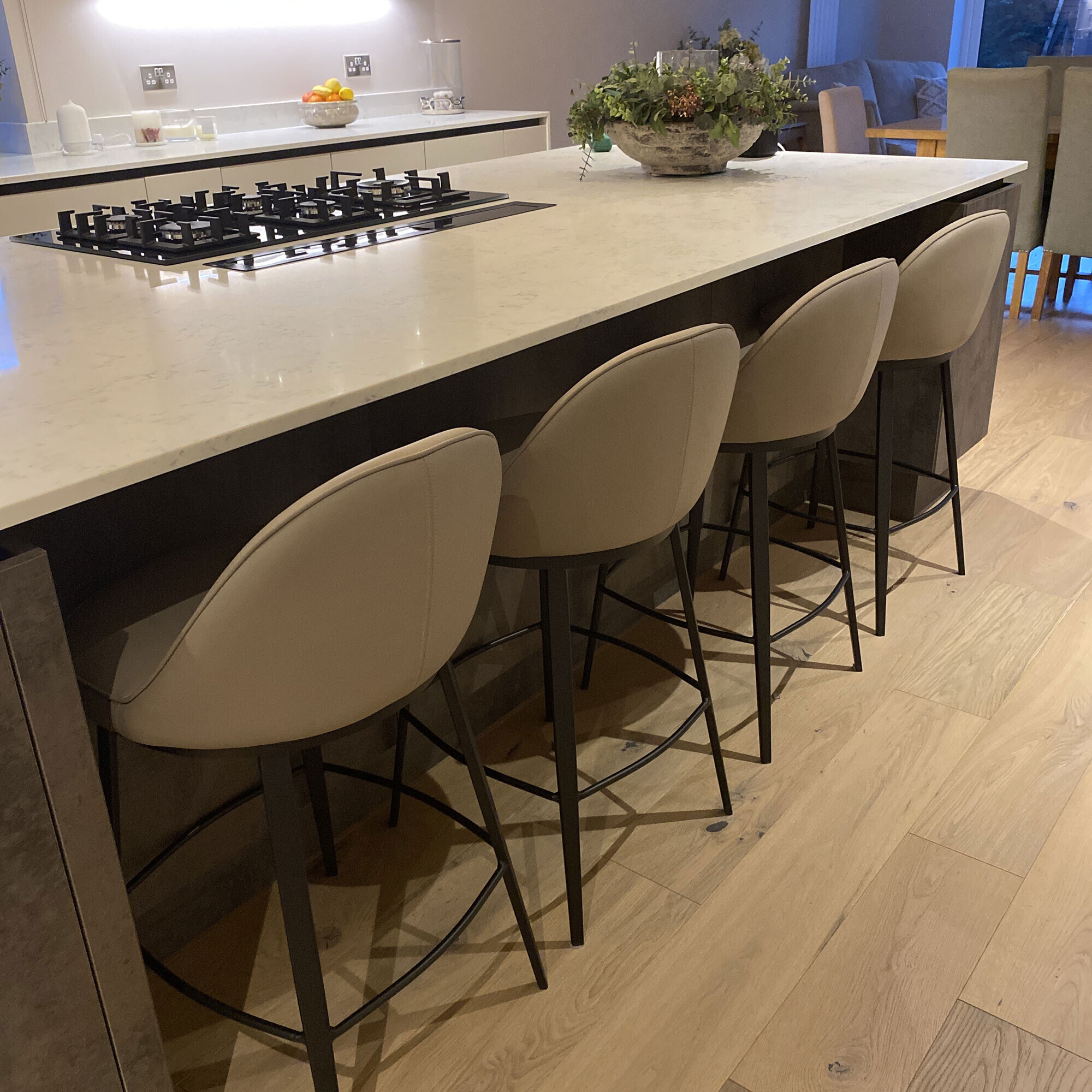 Quebec Taupe Faux Leather Counter Stool, Taupe Faux Leather And Black ...