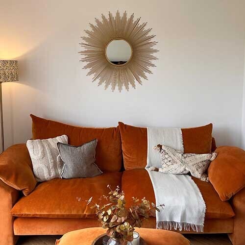 Hoxton Small Orange Chenille Fabric 2 Seater Sofa, Dusk Marmalade ...