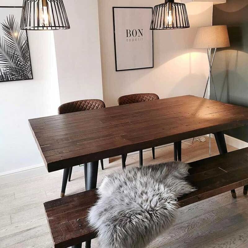 Modi Reclaimed Wood 180cm Dining Table, Bench and 2 Rivington Chairs ...