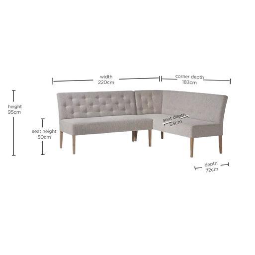 corner dining bench dimensions