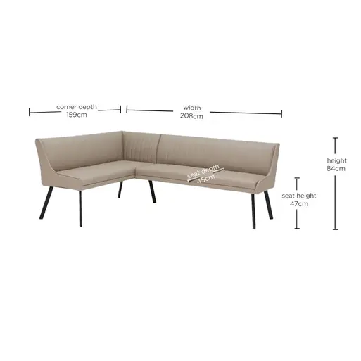 corner dining bench dimensions